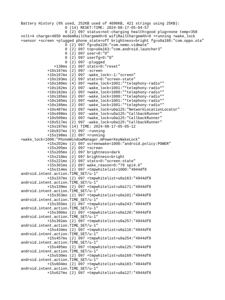 Battery Usage and Wake Lock Log | PDF | Embedded Linux Distributions ...