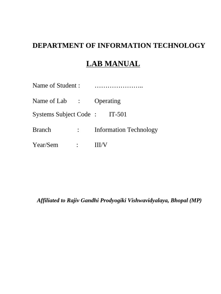 Operating System Lab Manual - IT-501 | PDF | Scheduling (Computing) | Computer Architecture