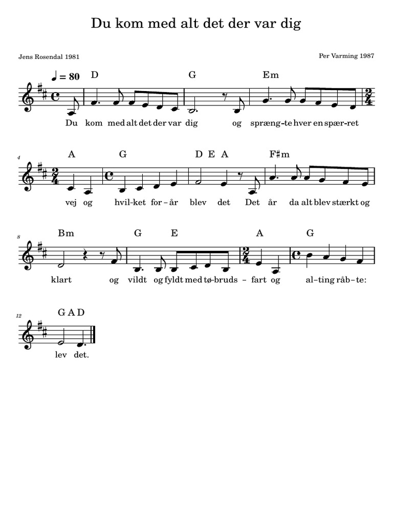 Du Kom Med Alt Hvad Der Var Dig | PDF