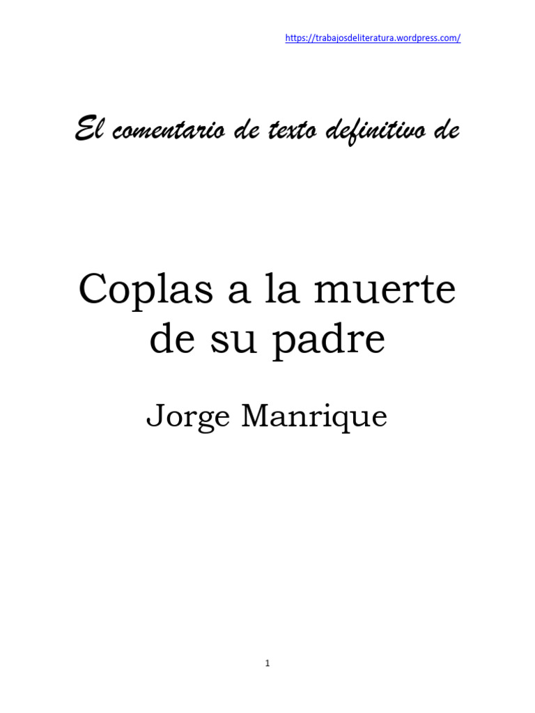 Análisis de las Coplas de Jorge Manrique | PDF