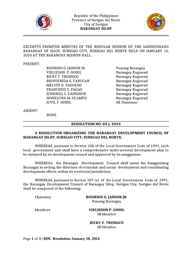 Resolution Organizing BDC | PDF | Government