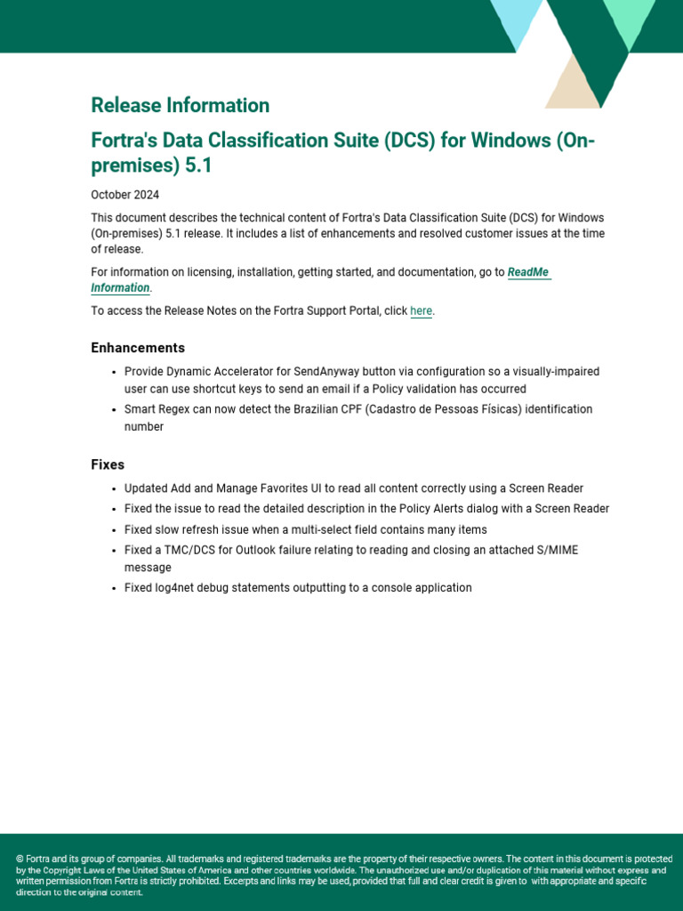 Fortra Data Classification Suite For Windows Release Information | PDF