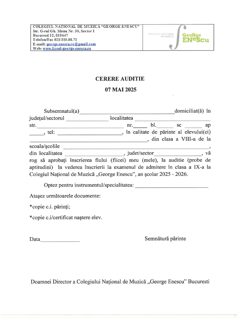 Cerere Auditie Cls VIII 250403 185557 | PDF