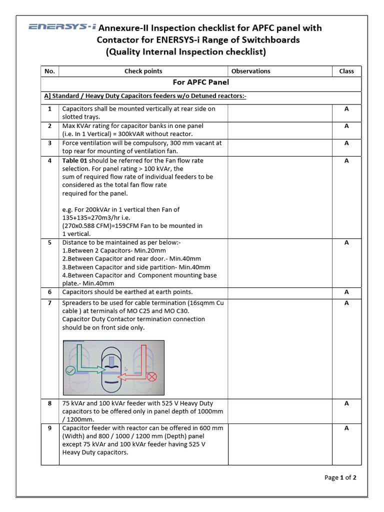 Annexure - II APFC Checklist-Enersys-i | PDF | Manufactured Goods ...