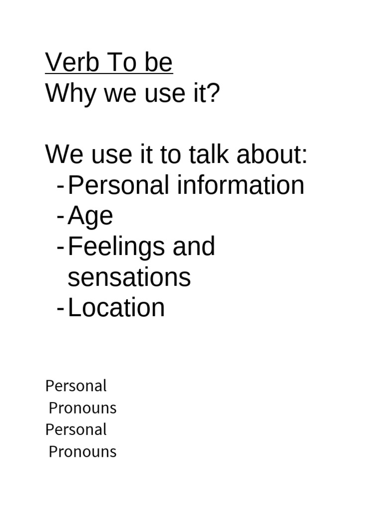 Using the Verb "To Be" | PDF