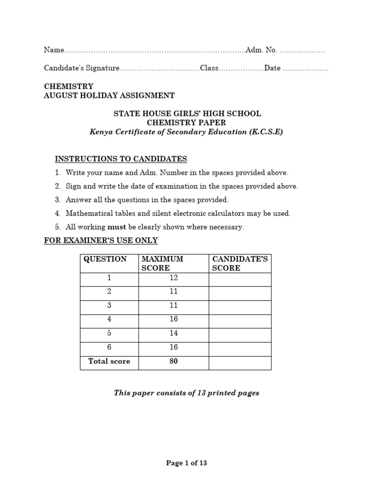 Form 4 - Chem Holiday Assignment | PDF | Fertilizer | Combustion