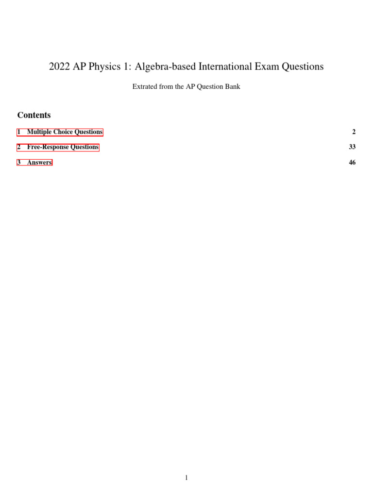 2022 AP Physics 1 Exam Questions | PDF | Force | Rotation