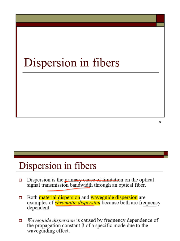 3 Dispersion in Fibers | PDF | Dispersion (Optics) | Optical Fiber