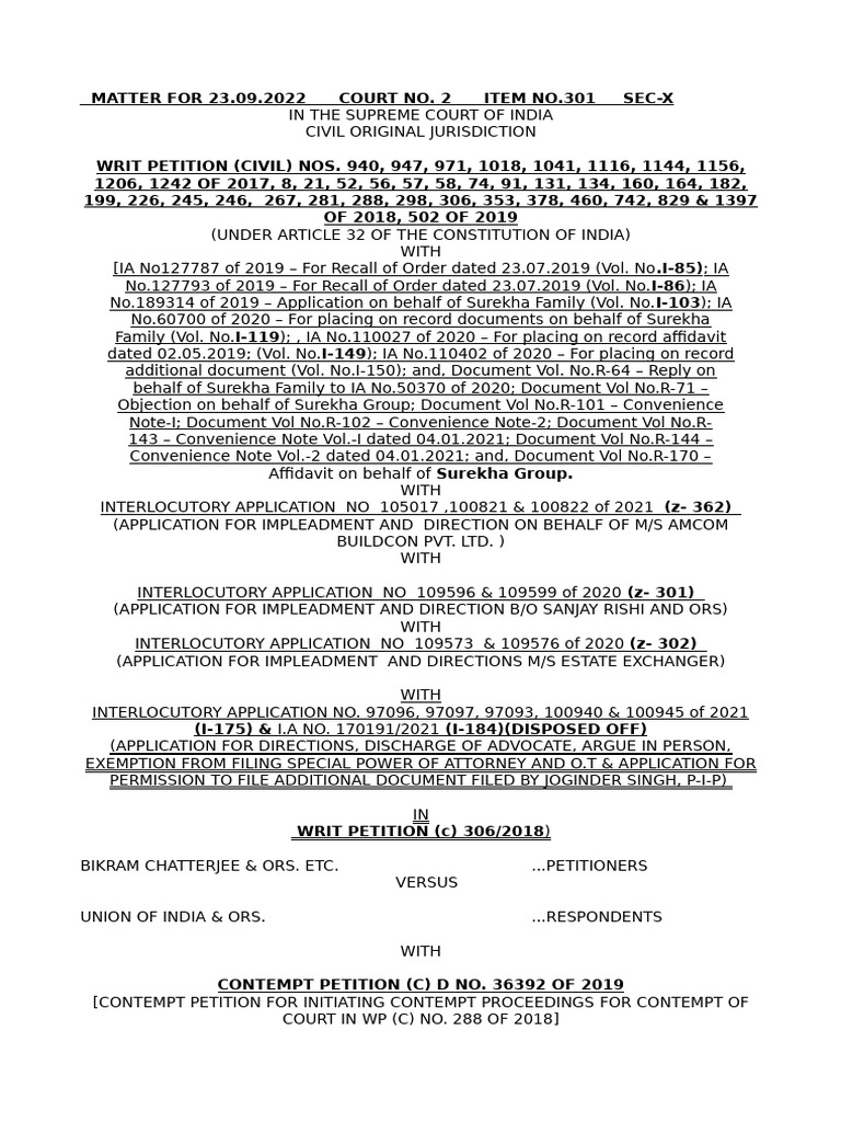 Amrapali Centurian Park Case Update | PDF | Legal Procedure | Judiciaries