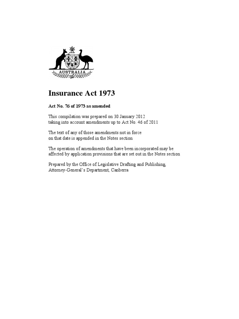 Insurance Act 1973 | Trust Law | Insurance