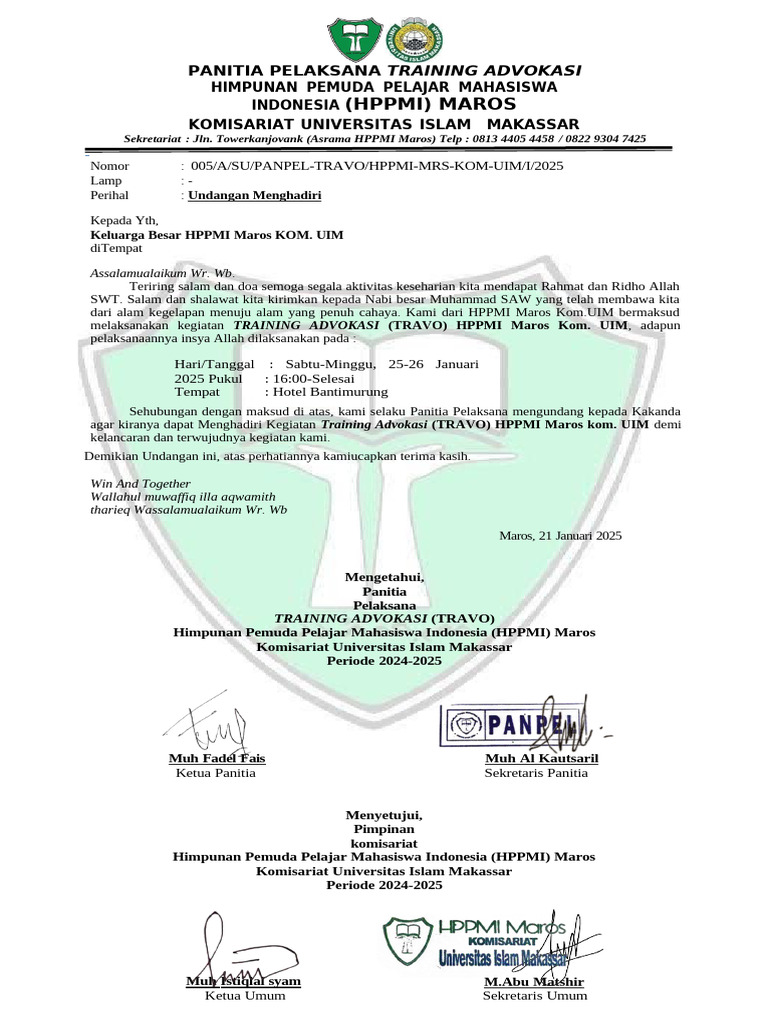 Undangan Training Advokasi HPPMI Maros | PDF