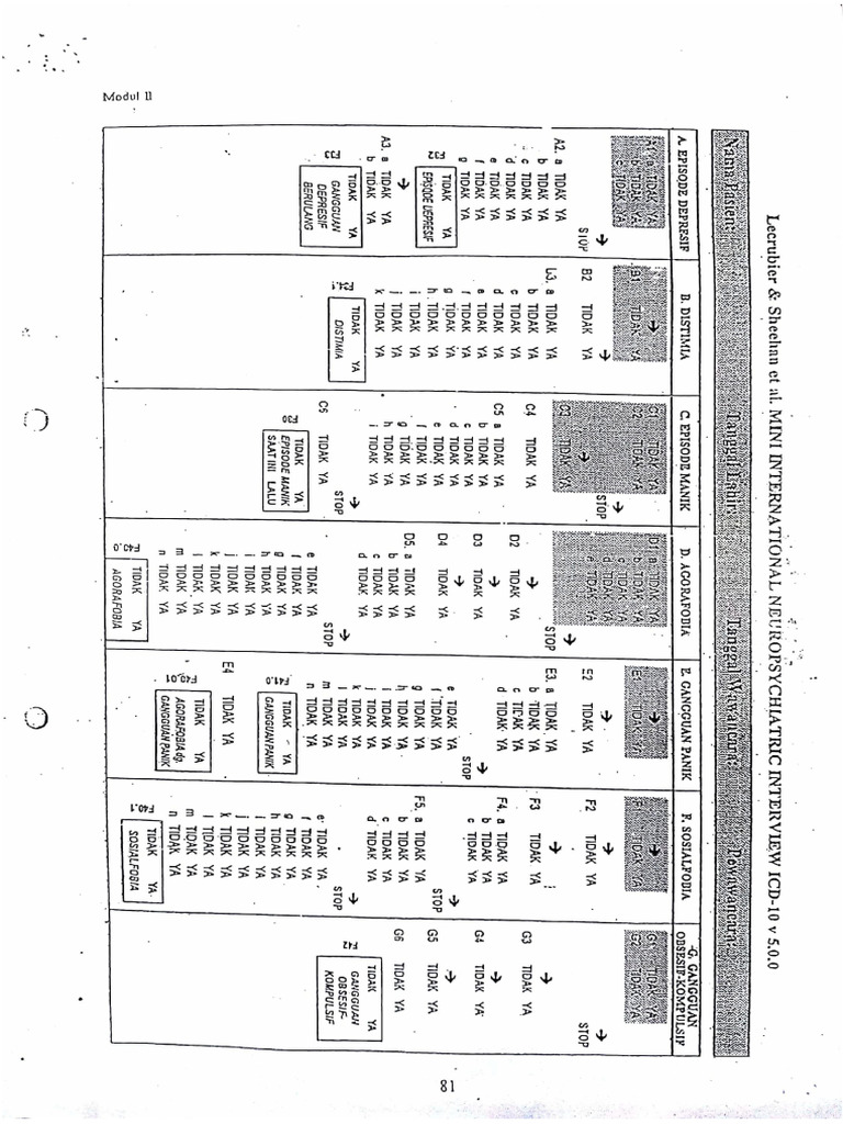 Lembar Jawaban MINI Versi ICD | PDF