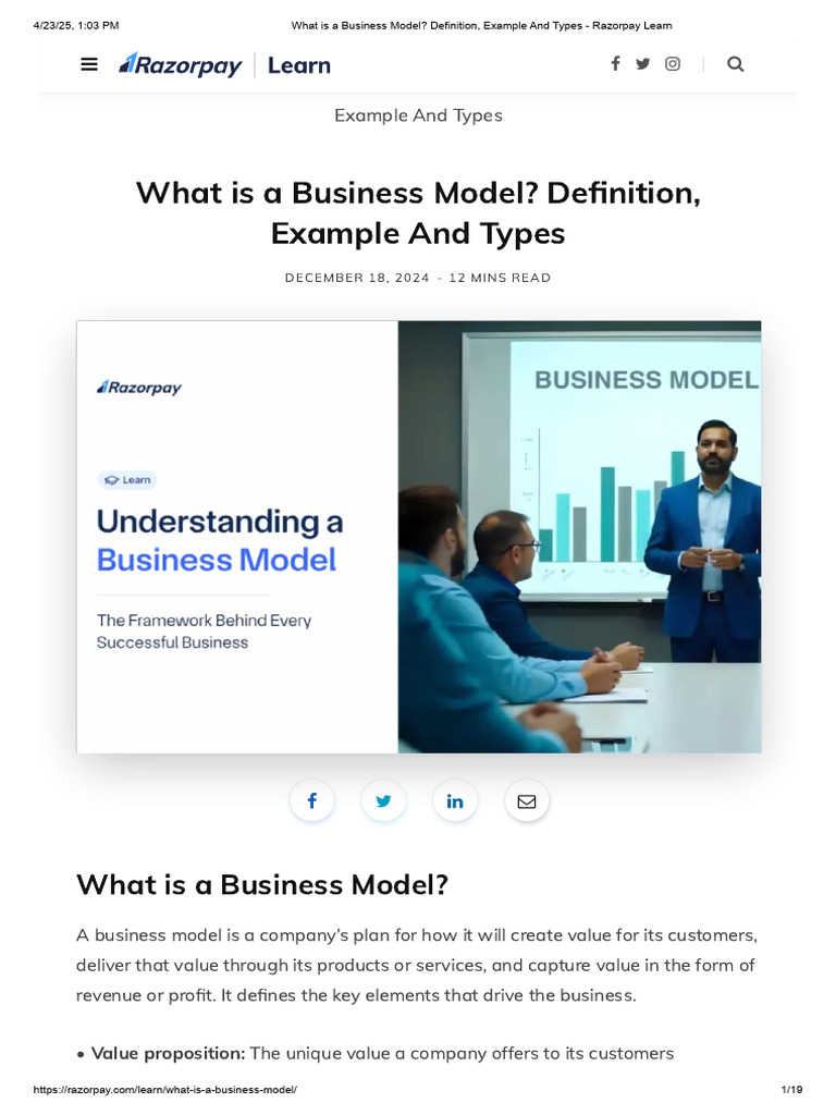 What Is A Business Model - Definition, Example and Types - Razorpay Learn | PDF | Business Model ...