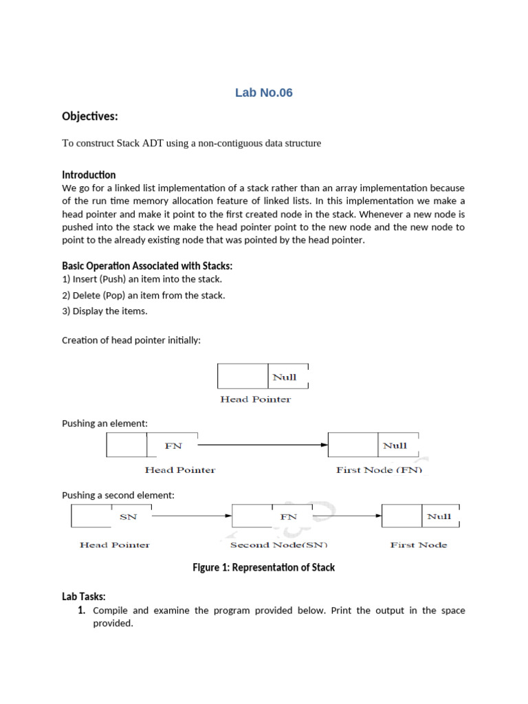Lab06 Stack Using Linked List Pdf Pointer Computer Programming 6802