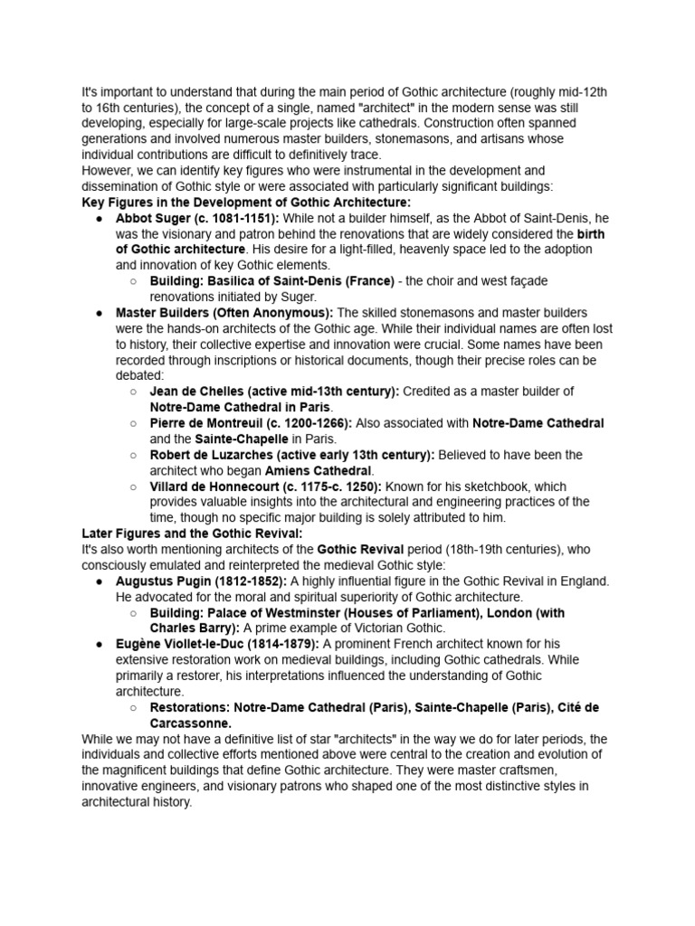 Famous Architects and Their Building On Gothic Arc... | PDF | Gothic ...