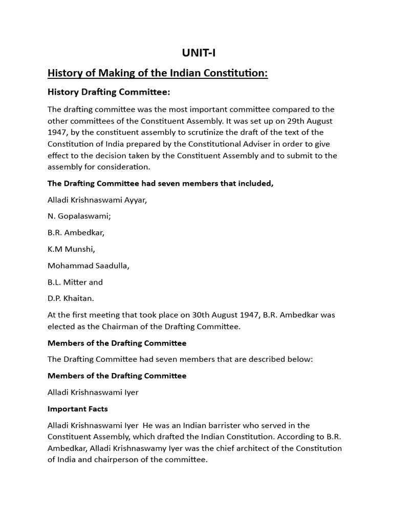 Indian Constitution Drafting Committee History | PDF | Government ...