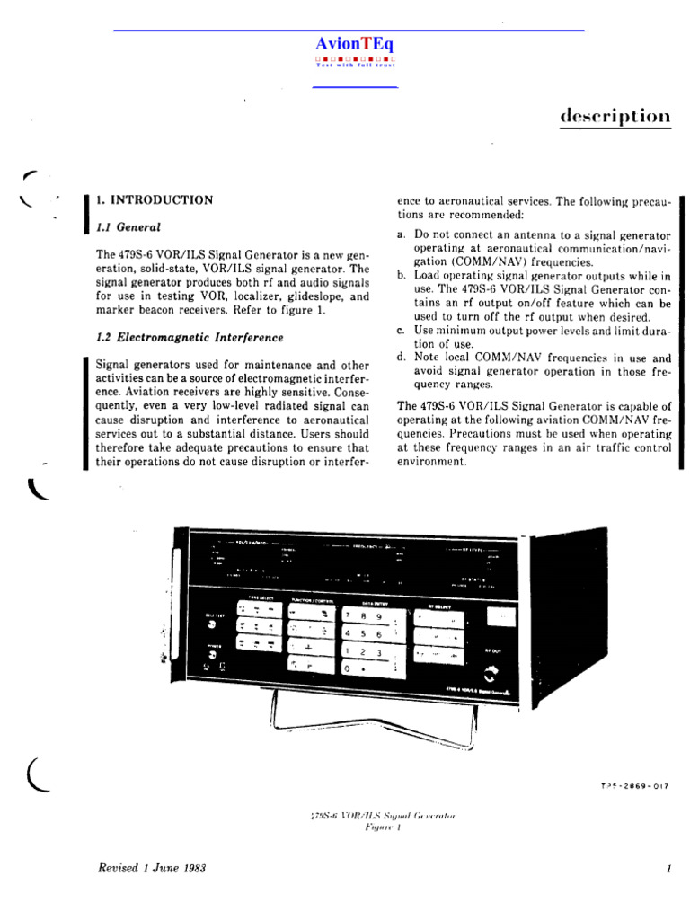 Rockwell Collins 479S Signal Generator | PDF