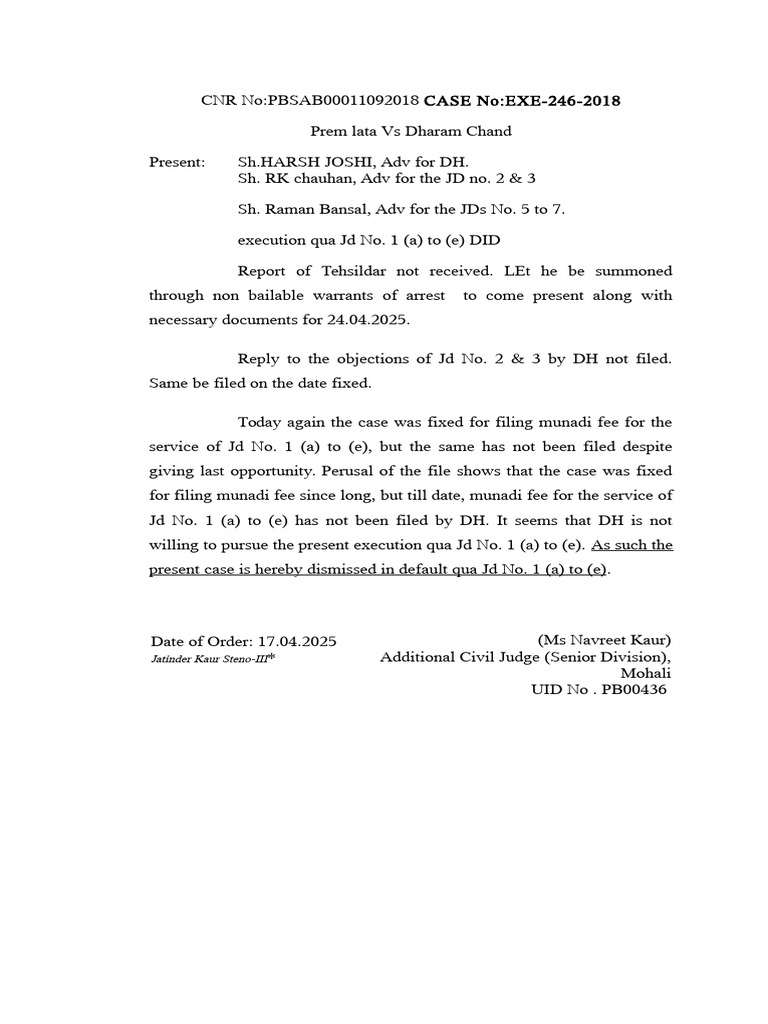 Prem lata Vs Dharam Chand | PDF
