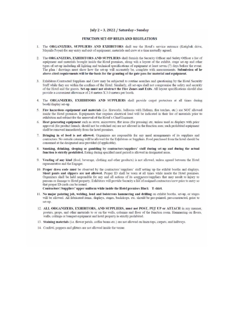 ORNAP Function Set-Up Rules and Regulations | PDF