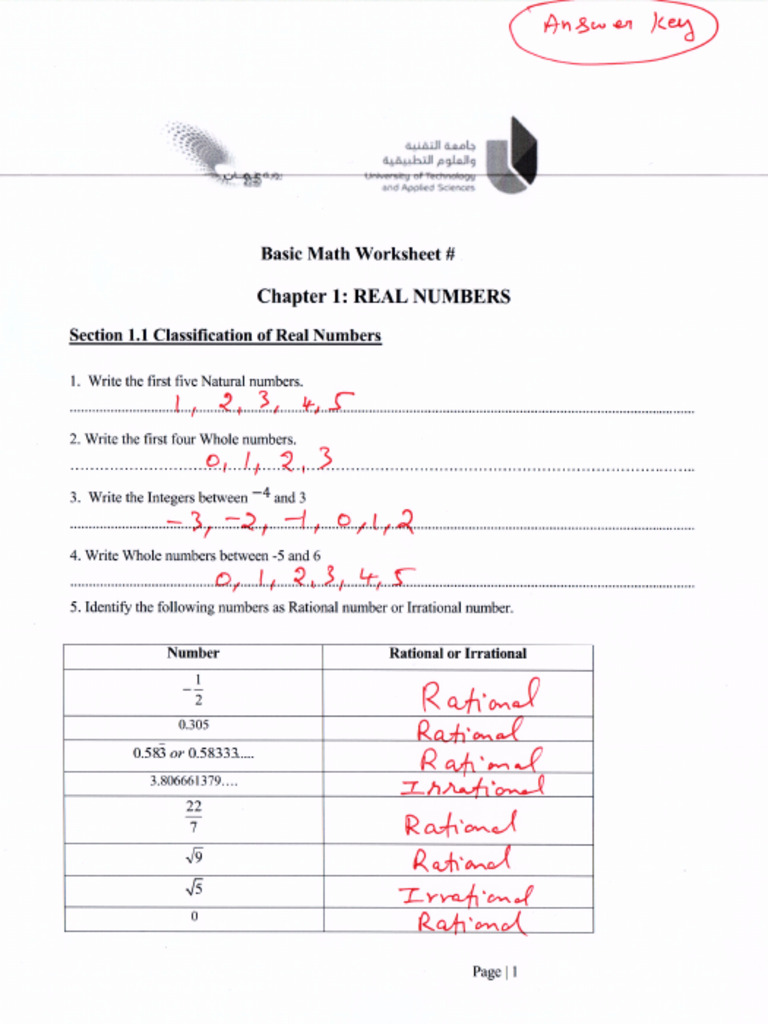 UTAS - HCT - BM - Work Sheet - 2 - Chapter 1 - Answer Key AY 2024-25 | PDF