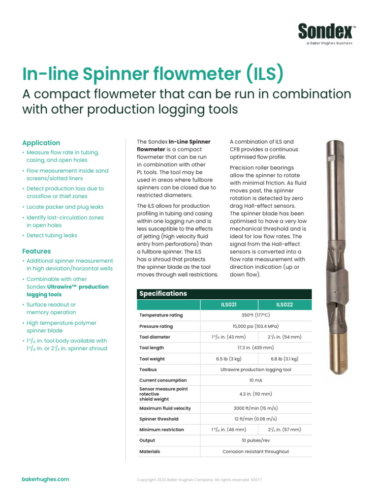 Sondex Inline Spinner Flowmeter ILS Spec | PDF | Flow Measurement ...