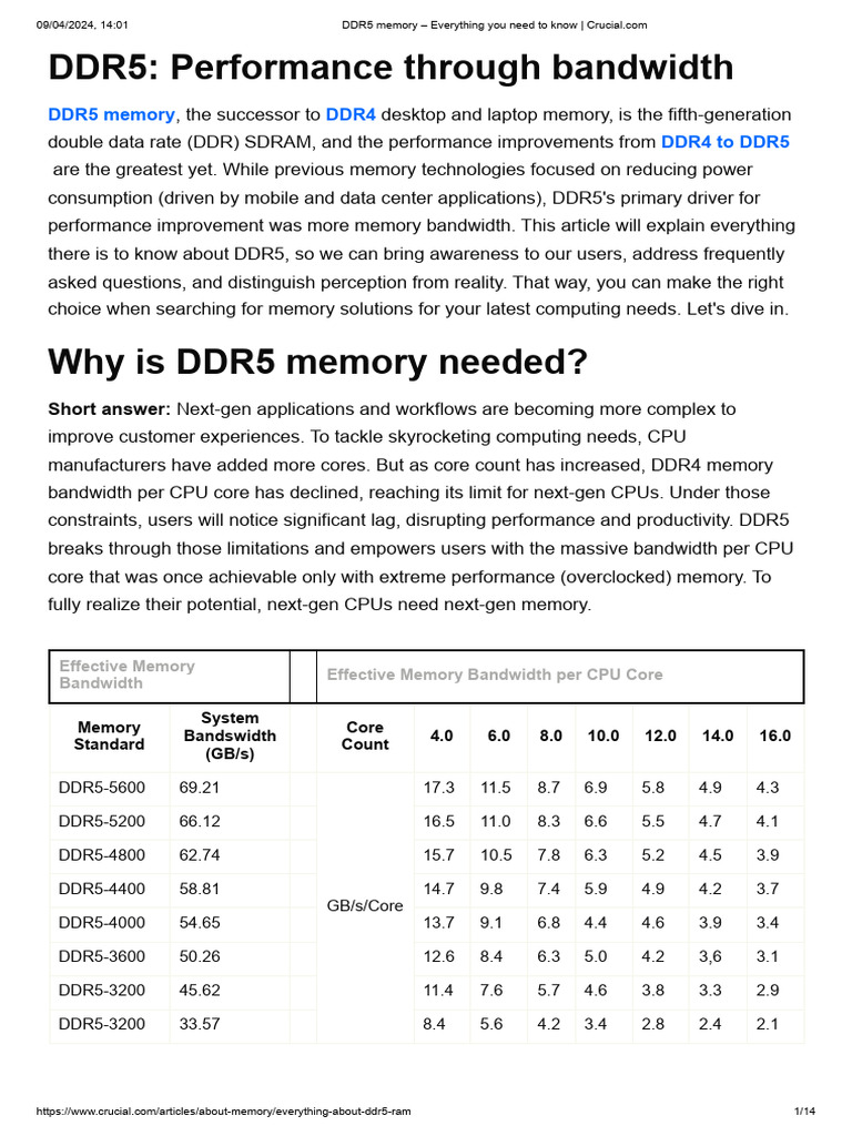DDR5 memory – Everything you need to know _ Crucial.com | PDF | Central Processing Unit | Intel