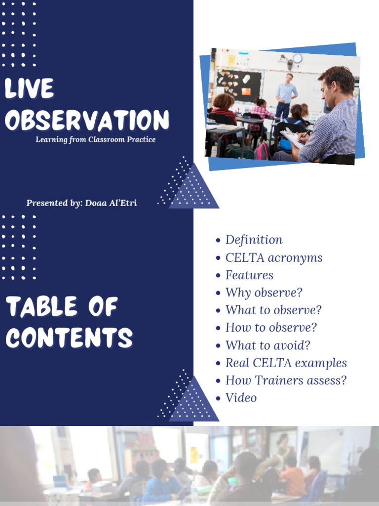 CELTA Presentation - Live Observation | PDF | Teachers | Cognitive Science