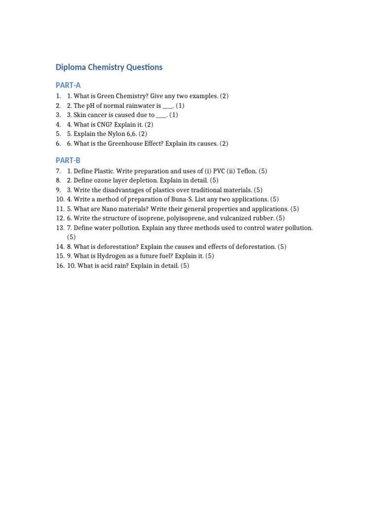 Chemistry Questions | PDF
