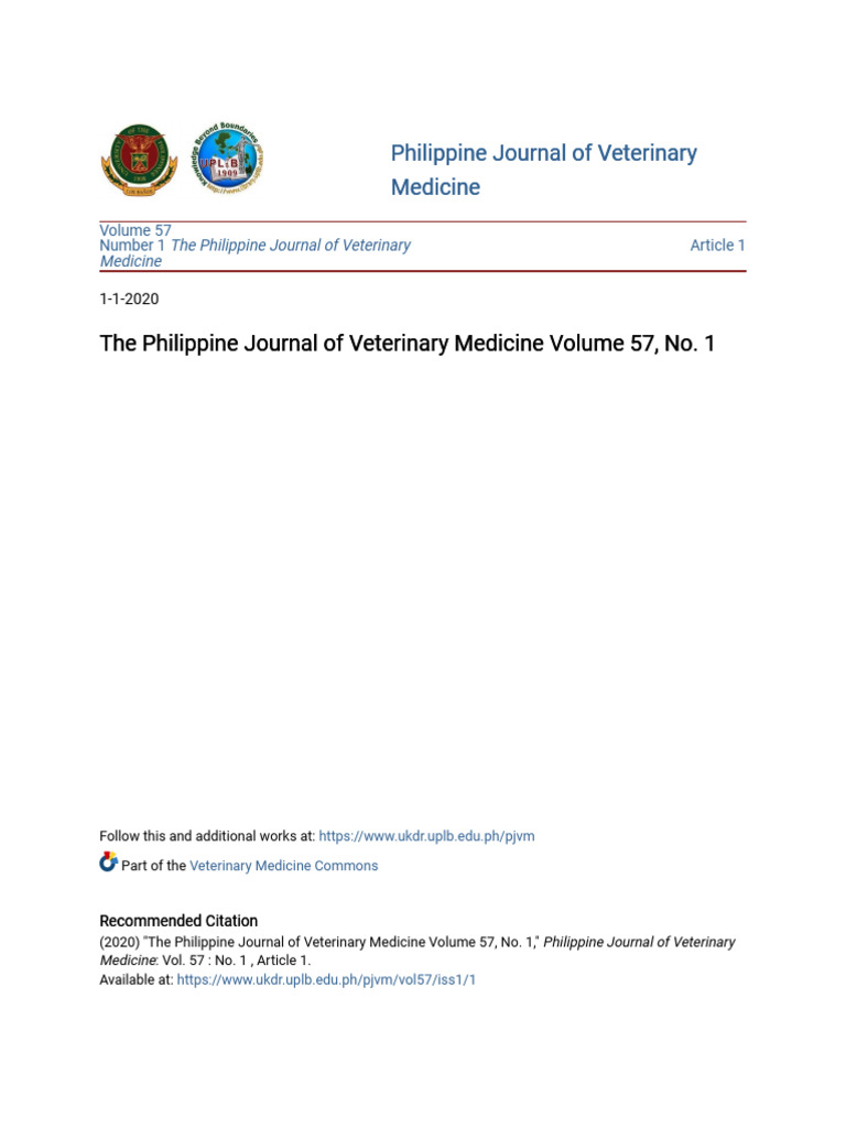 The Philippine Journal of Veterinary Medicine Volume 57 No. 1 | PDF ...