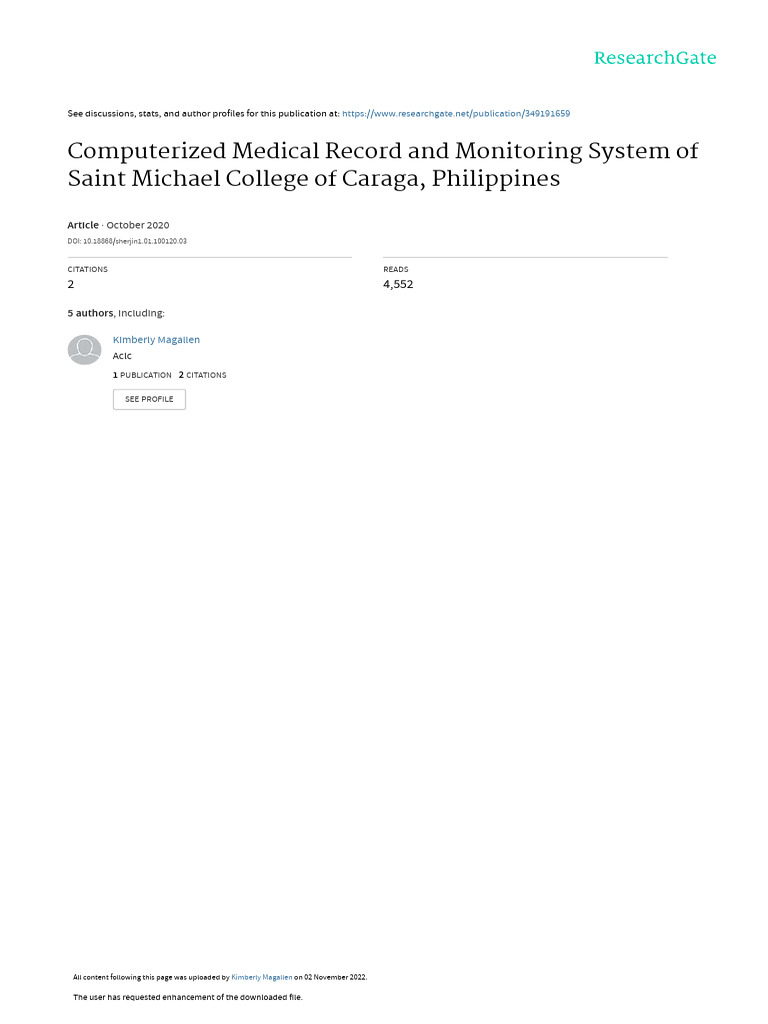 Computerized Medical Record and Monitoring System | PDF | Electronic Health Record | Medical Record