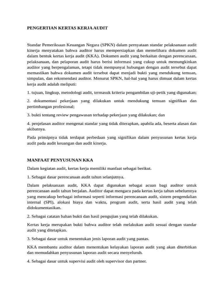 Pengertian Kertas Kerja Audit | PDF