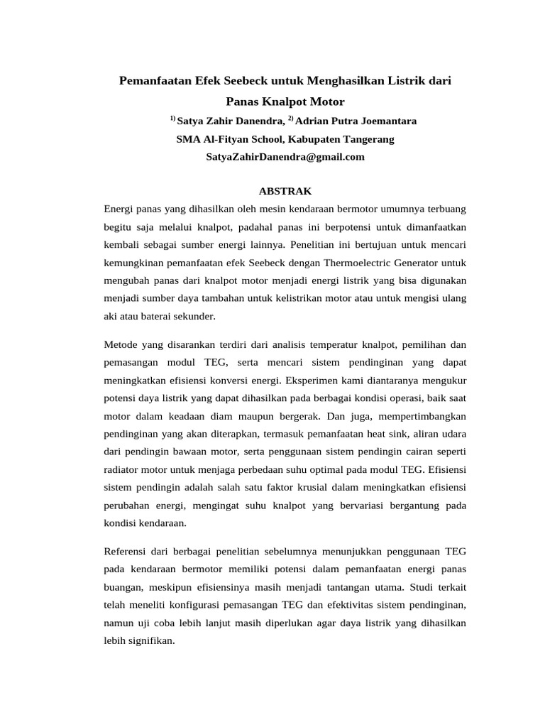 Satya Zahir Danendra - SMA Al-Fityan School Tangerang - Efisiensi Energi Untuk Ketahanan Energi ...