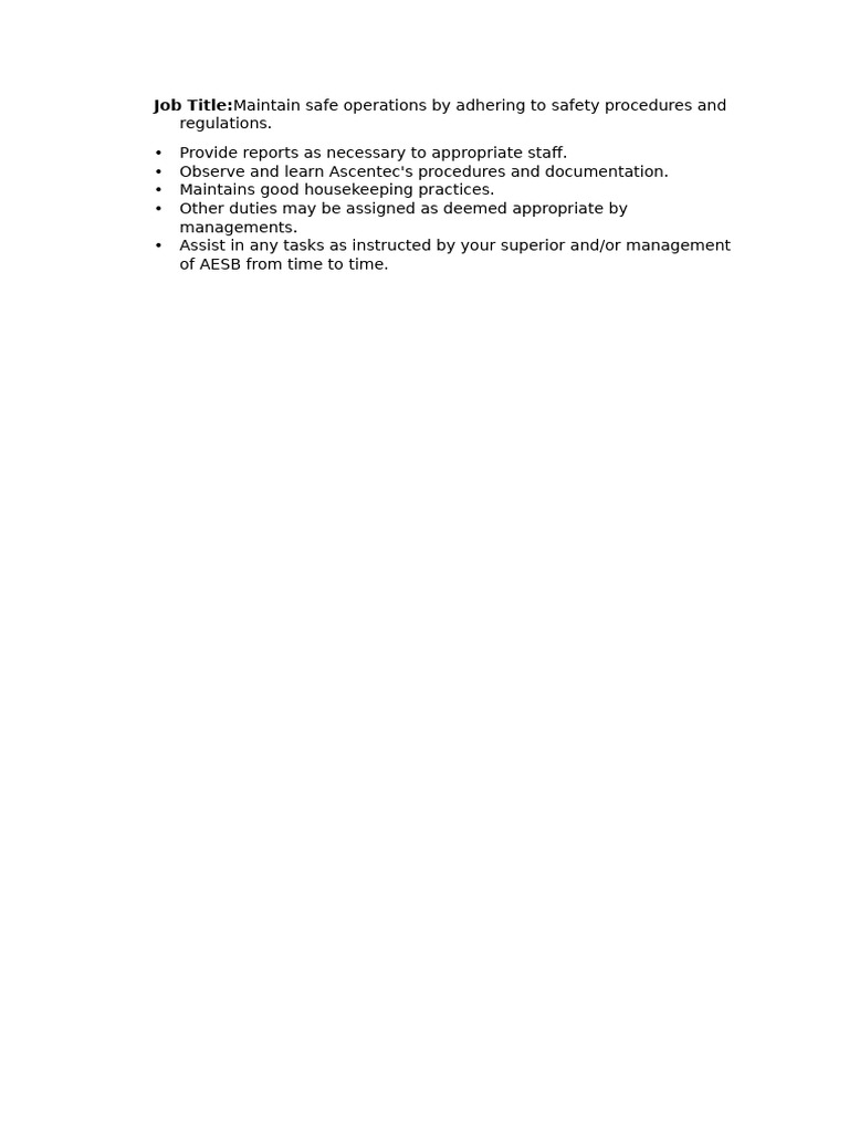 Job Title - Secondary Assembly Operator | PDF