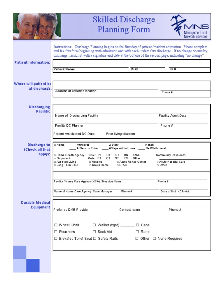 Skilled Discharge Planning Form | PDF | Home Care | Patient