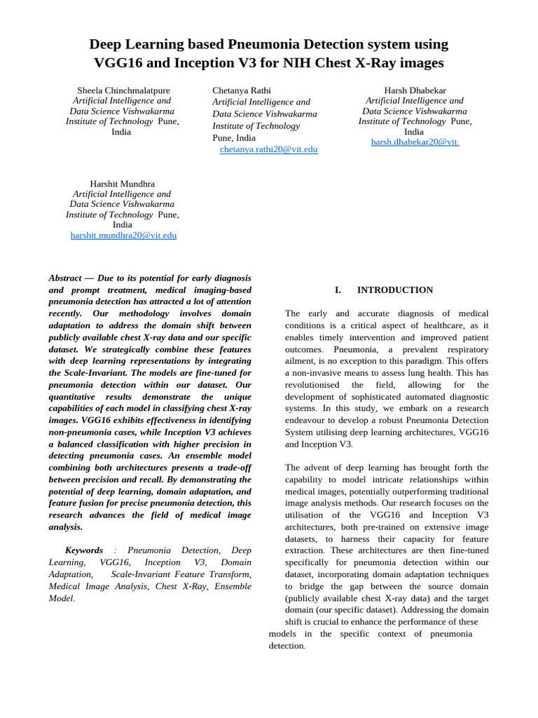 Deep Learning Approach For Pneumonia Detection Using Vgg16 and ...