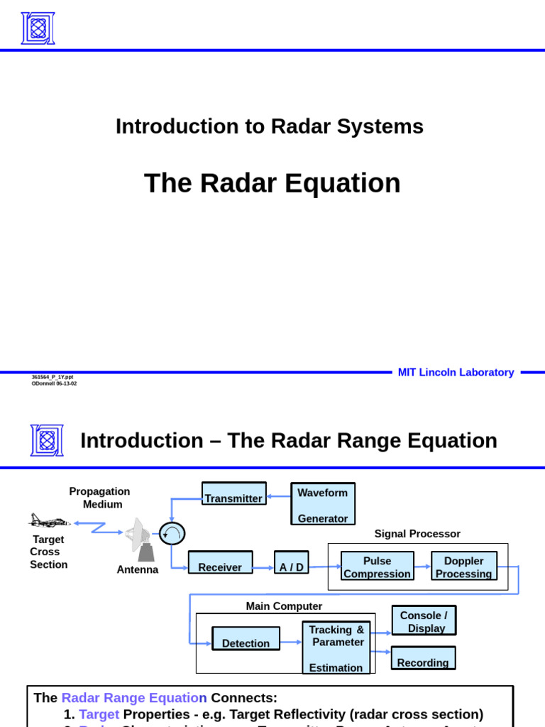 Lecture 3 | PDF | Radar | Signal To Noise Ratio