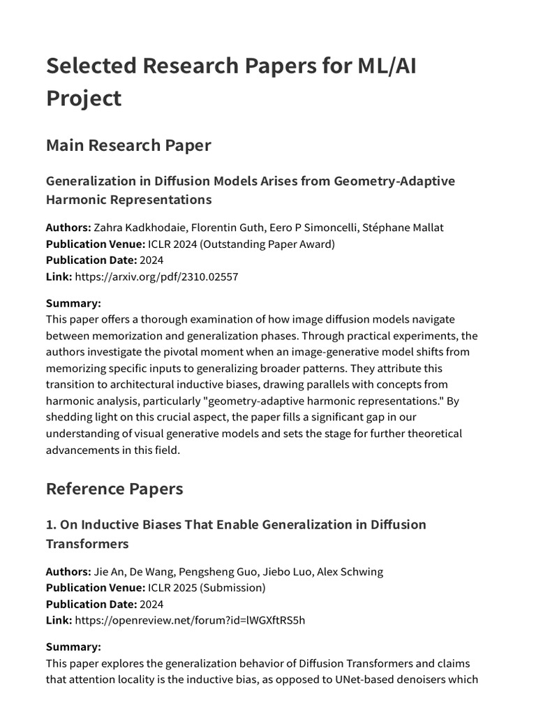Selected Research Papers For ML - AI Project | PDF | Variance | Attention