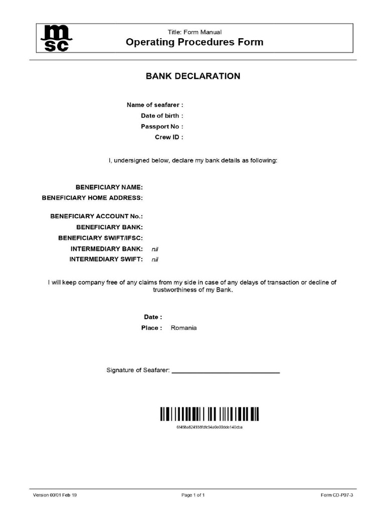 Bank Declaration | PDF