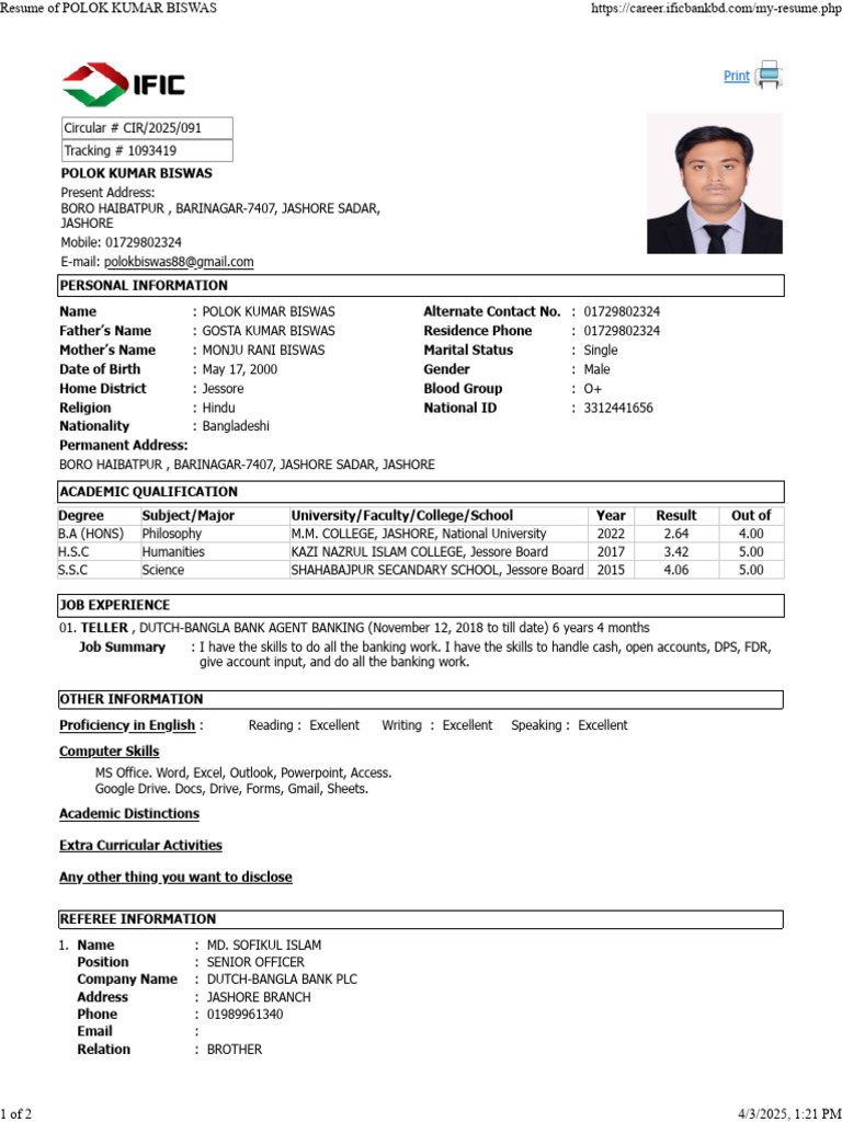 Resume of POLOK KUMAR BISWAS | PDF
