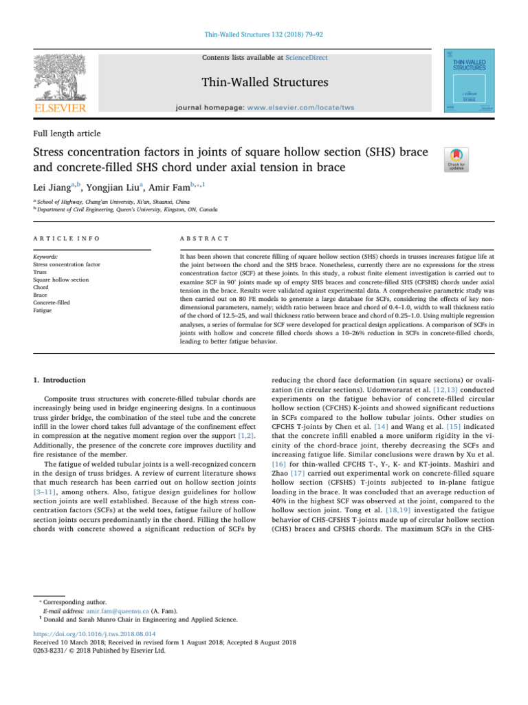 Stress concentration factors in joints of square hollow section (SHS ...
