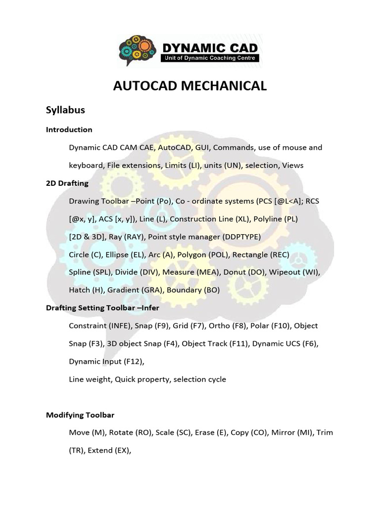 AutoCAD Mechanical Syllabus Overview | PDF