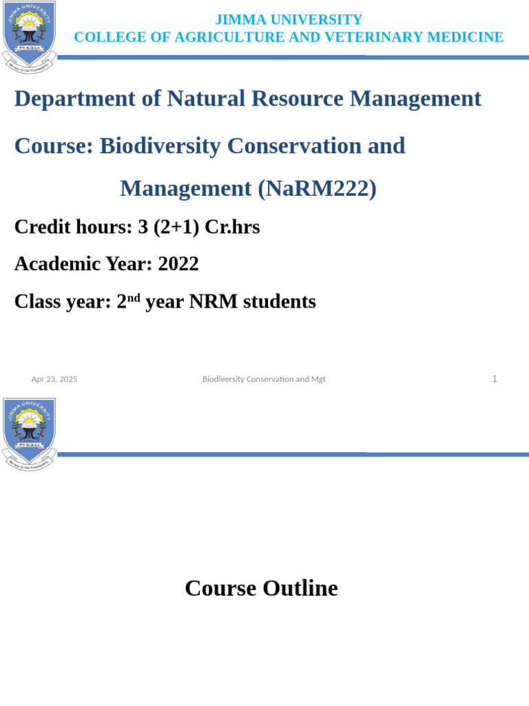 Biodiversity Conservation Course Outline | PDF | Biodiversity | Agriculture