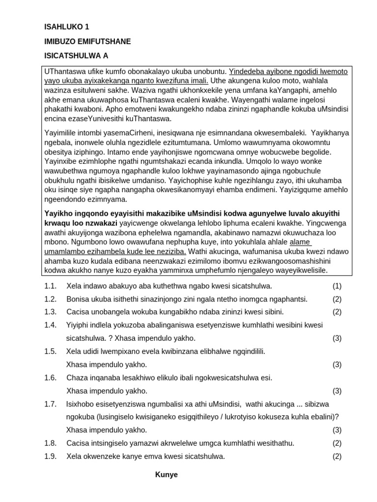 Uhlalutyo lwe "Inkawu Idliw'ilila" | PDF