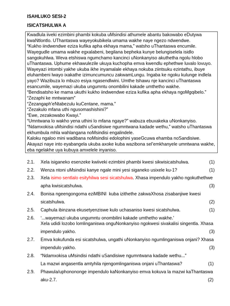 Umsebenzi Isahluko 2 | PDF