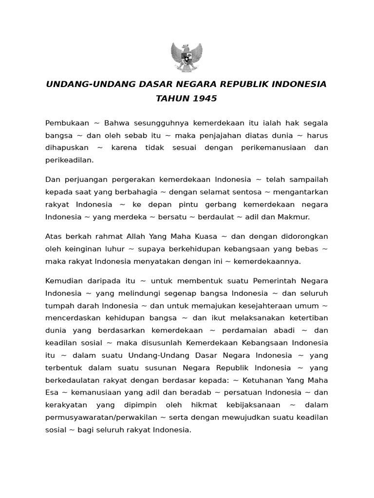Teks Pembukaan UUD 1945 | PDF