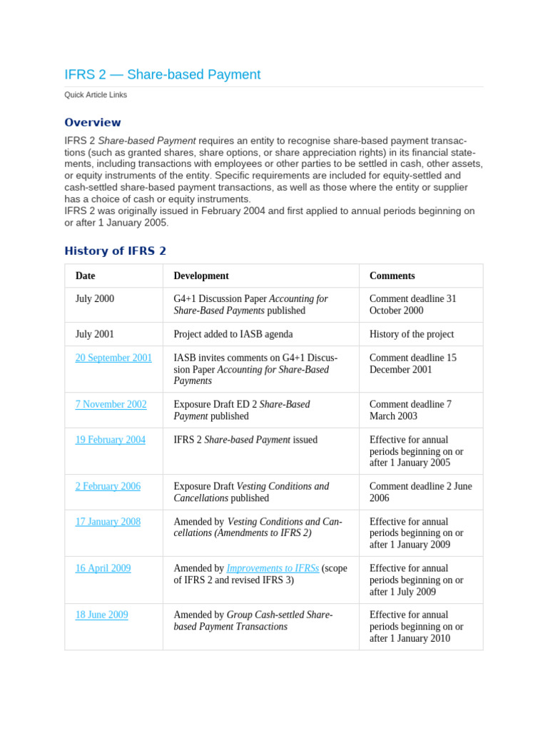 IFRS 2 - Share-Based Payment | PDF | Fair Value | International ...