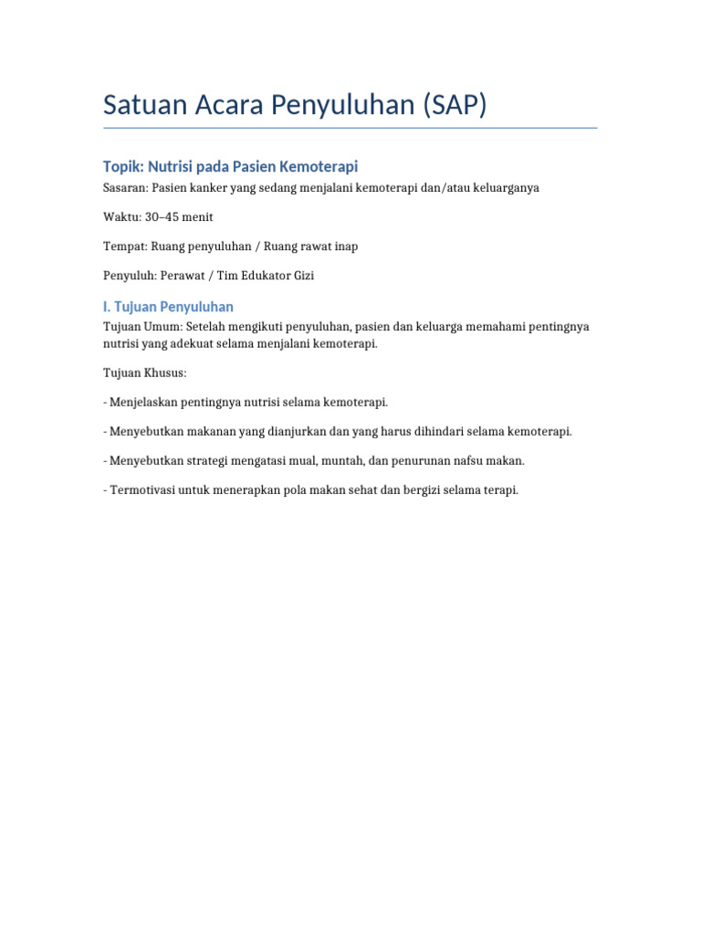 Nutrisi Susu Pasca Kemoterapi | PDF