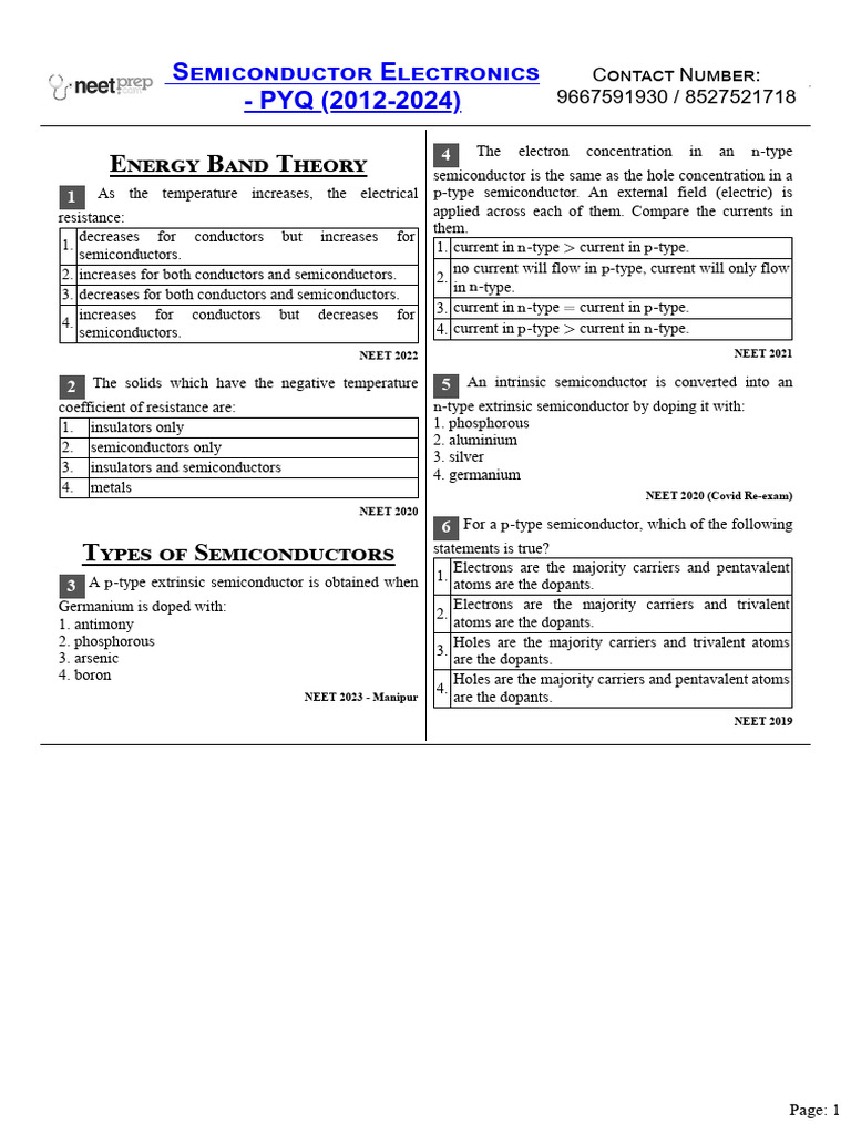 Energy Band Theory and Semiconductors | PDF | P–N Junction | Logic Gate