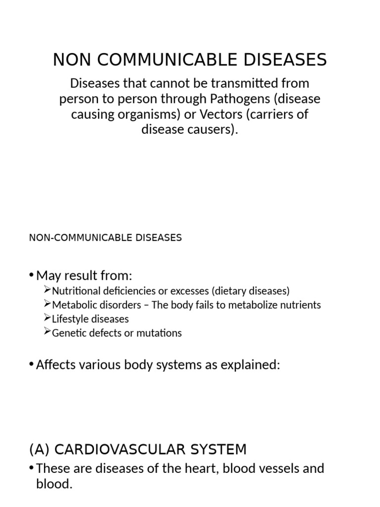 Understanding Non-Communicable Diseases | PDF | Circulatory System | Cardiovascular Diseases