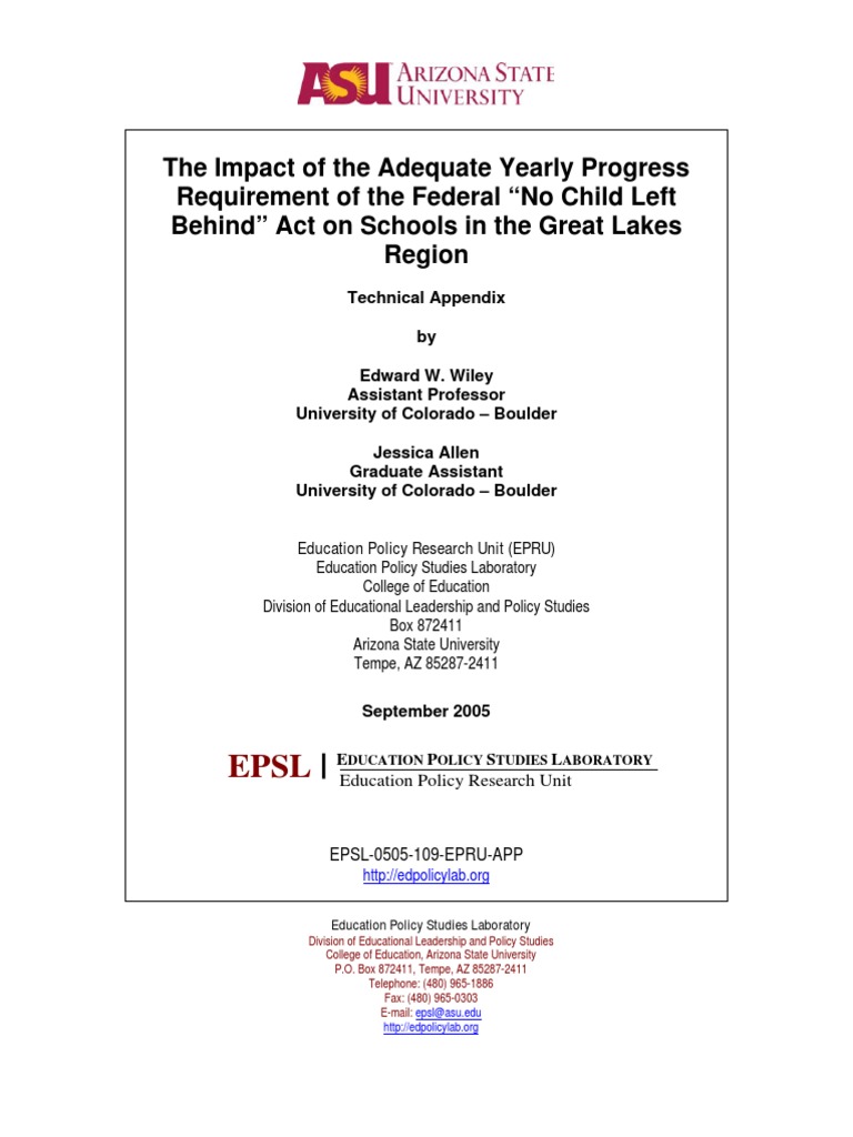 EPSL 0509 109 EPRU App | PDF | Adequate Yearly Progress | No Child Left ...